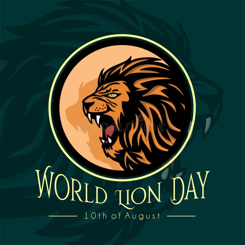 World Lion Day Icon Vector Design Concept Stock Vector - Illustration ...