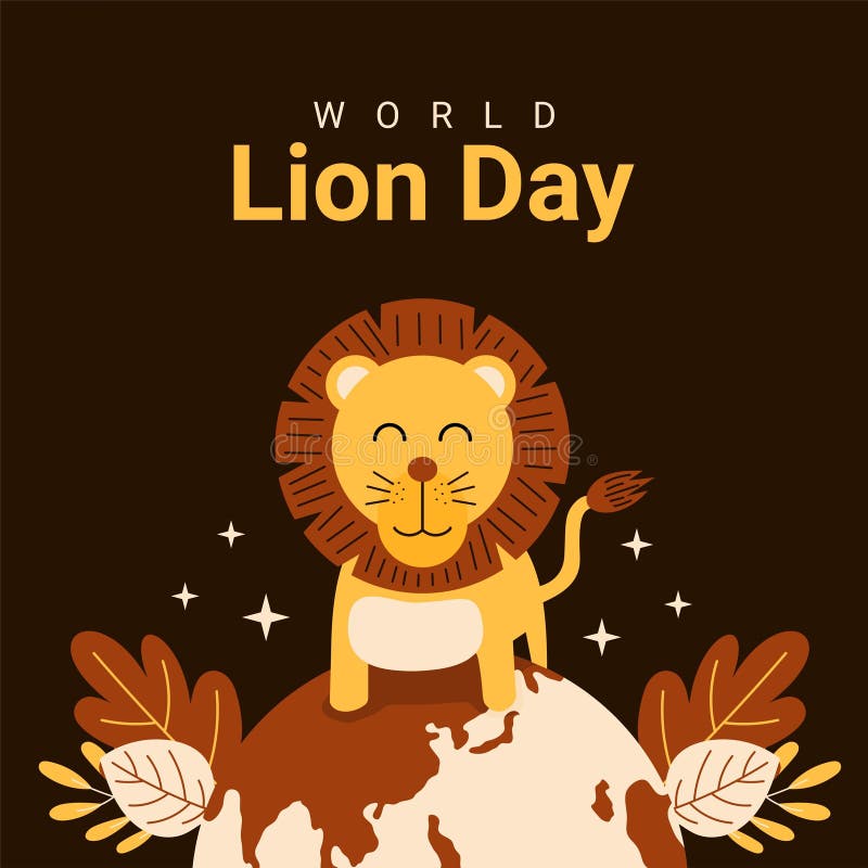 World Lion Day Poster Template Stock Vector - Illustration of icon ...