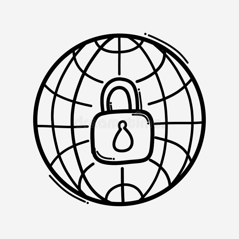 World Lock Doodle Vector Icon. Drawing Sketch Illustration Hand Drawn ...