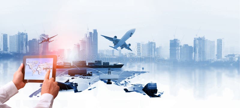 Engineer Working in Container Area Logistics Transportation Import ...