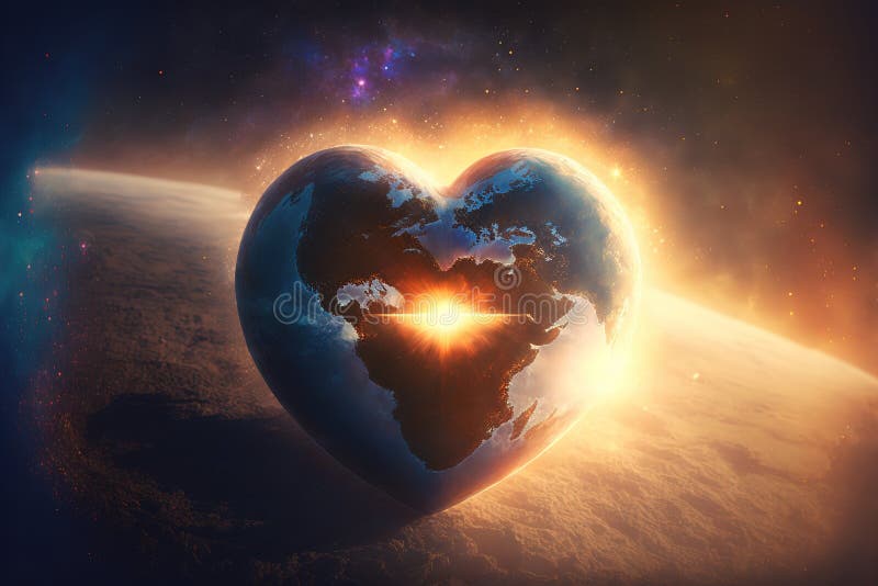 World of Love in Heart stock illustration. Illustration of globe ...