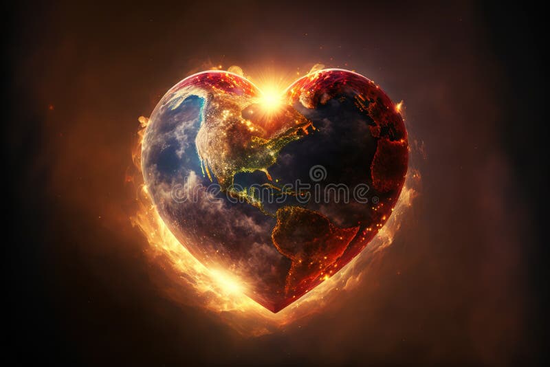 World of Love in Heart stock illustration. Illustration of continent ...