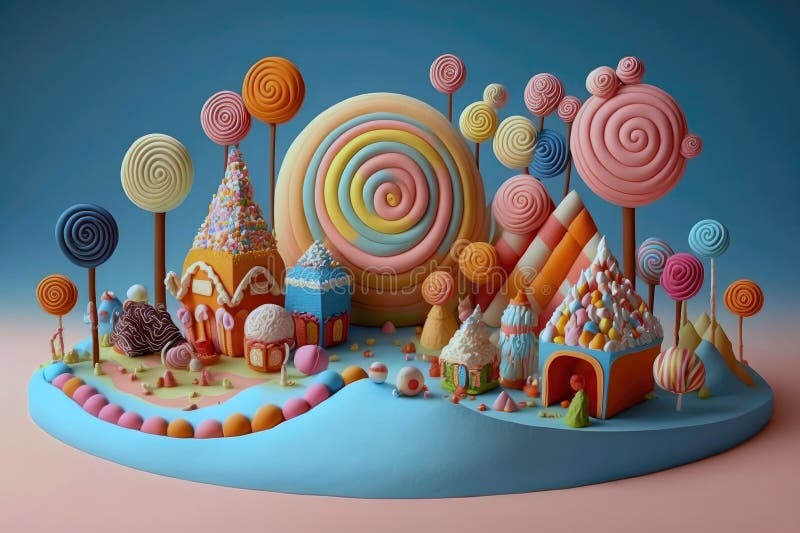 A World Made Entirely of Candy and Sweets. Generative AI Stock ...