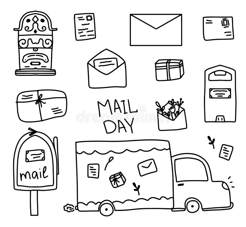 World Mail Day, a Collection of Letters and Parcels, a Set of Mailboxes ...