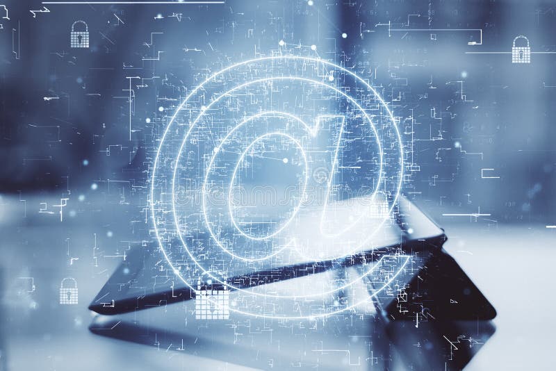 World Mail Technology with Digital Email Symbol at Digital Tablet on ...