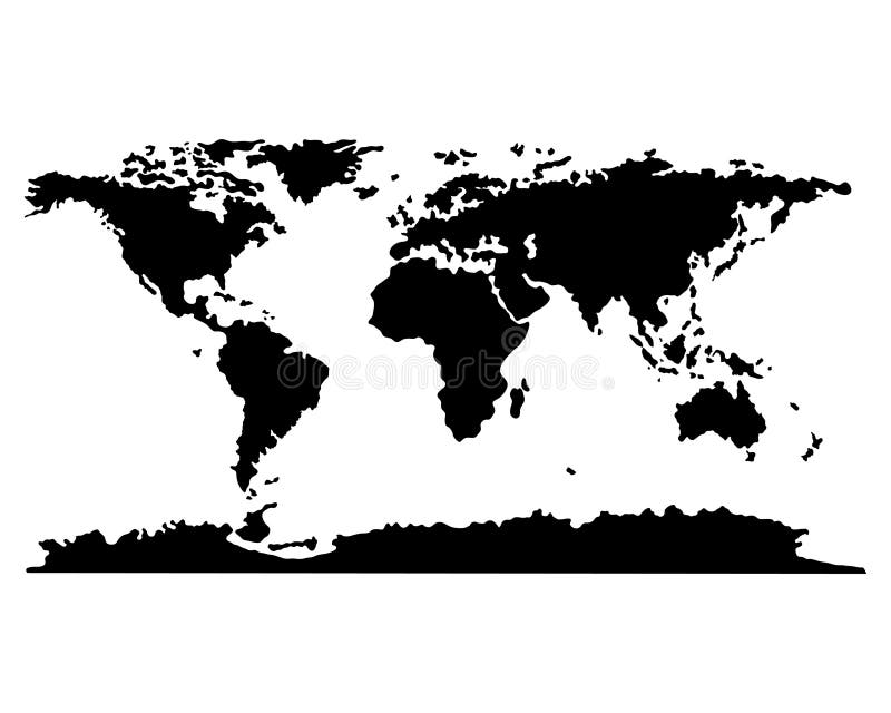 Simple Abstract World Map Black and White Stock Illustration ...