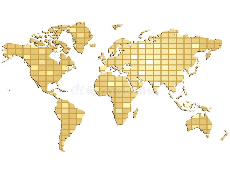 Gold world map stock vector. Illustration of theme, shiny - 3106729