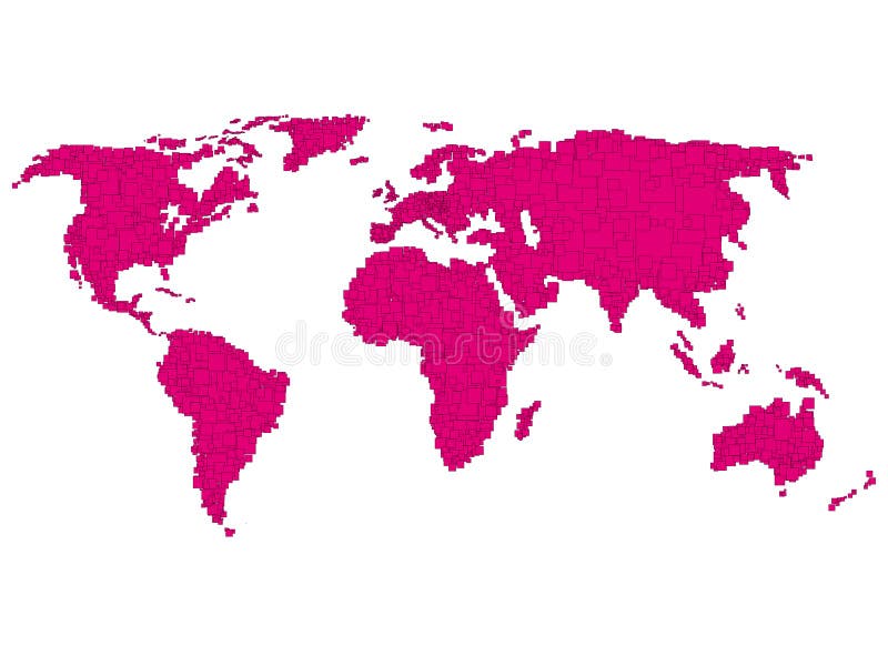 Pink World Map with Countries Stock Vector - Illustration of pink ...