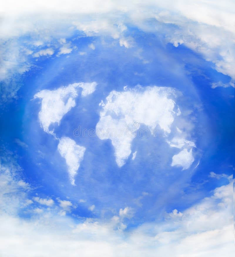 World map shaped clouds stock illustration. Illustration of green ...