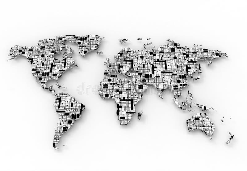 World map - 3d render stock illustration. Illustration of modern - 16425201