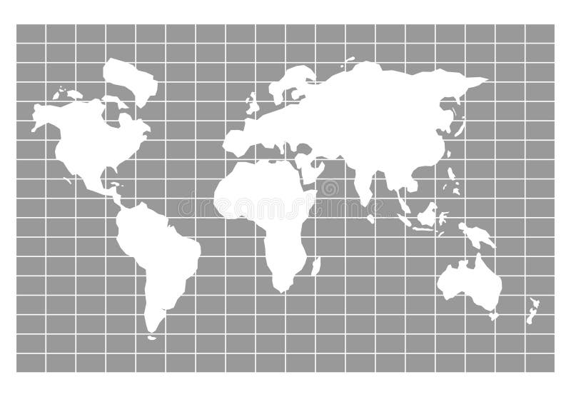 World Map - Equirectangular Grid Stock Vector - Illustration of grid ...