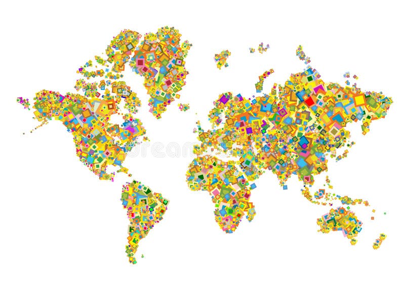 Abstract World Connections Map with Circles, Lines Stock Vector ...