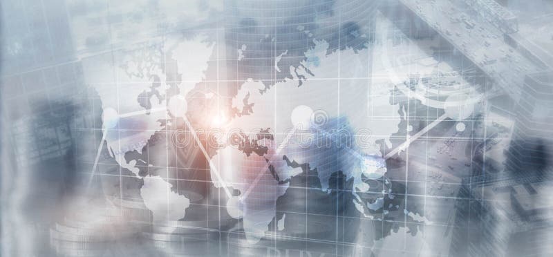 World Map on Abstract Background. Mixed Media Concept Stock ...