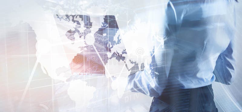 World Map on Abstract Background. Mixed Media Concept Stock Image ...