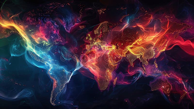 World Map with Abstract Colors Stock Illustration - Illustration of ...