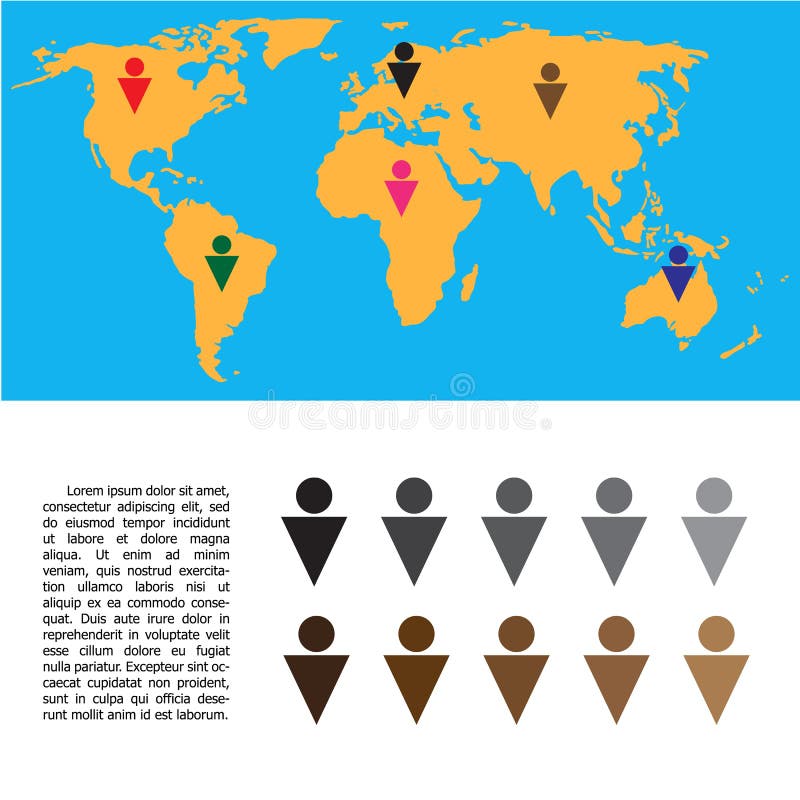 World Map with Abstract Human Icon. Vector Illustration Stock Vector ...