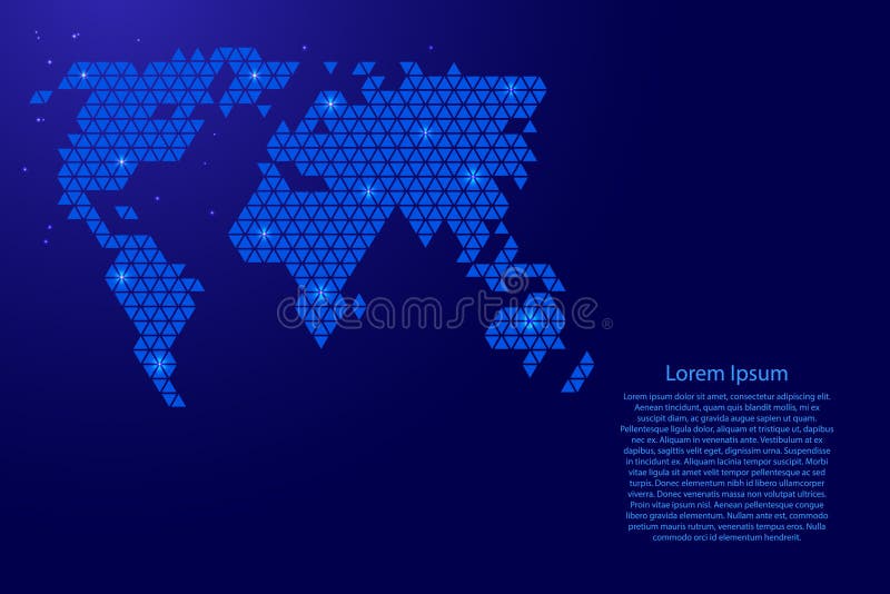 World Map Abstract Schematic from Blue Triangles Repeating Pattern ...