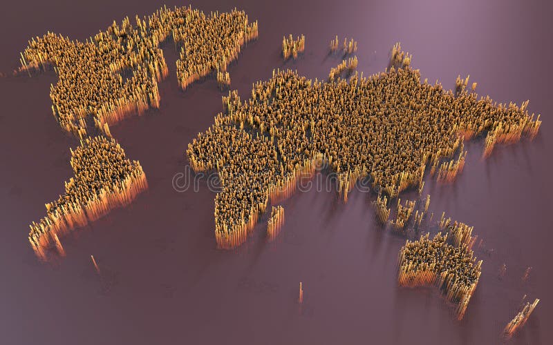 World Map, Abstract, Science Fiction Stock Illustration - Illustration ...