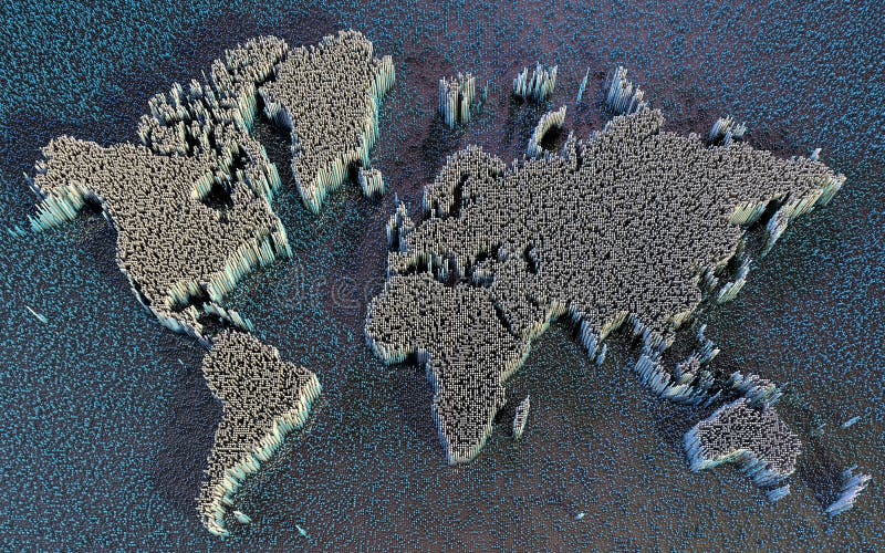 World Map, Abstract, Science Fiction Stock Illustration - Illustration ...