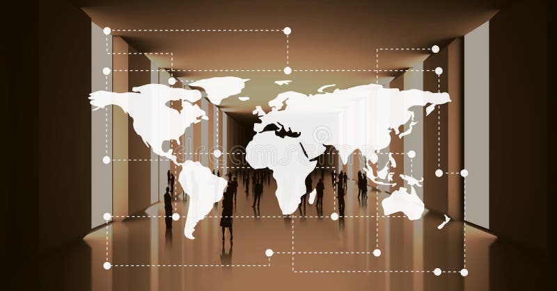 World Map Against Office Background Stock Illustration - Illustration ...