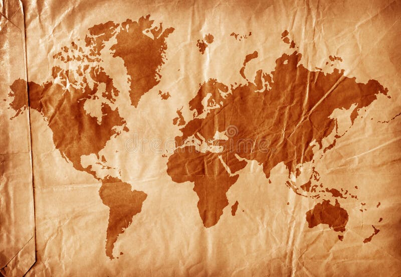 Flags on Old Political Map of World Stock Illustration - Illustration ...