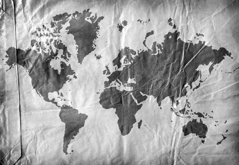 World map on aged paper stock illustration. Illustration of book - 4244570