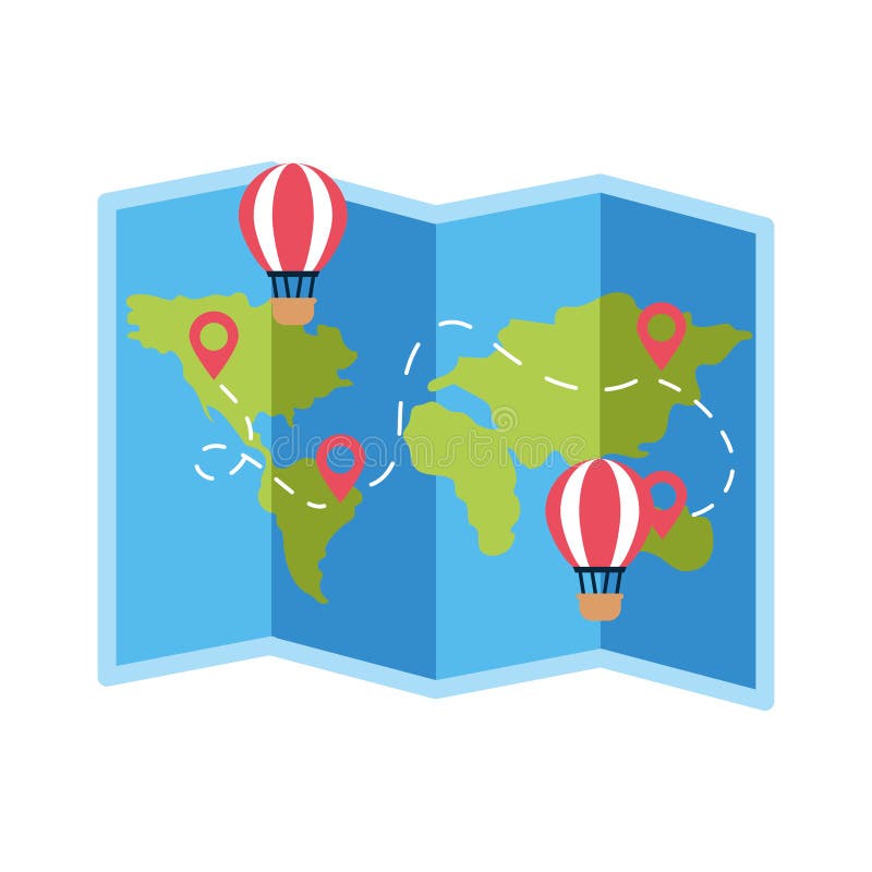 World Map with Air Balloons Stock Vector - Illustration of adventure ...