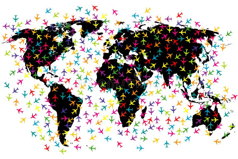 World map airline flights stock illustration. Illustration of travel ...
