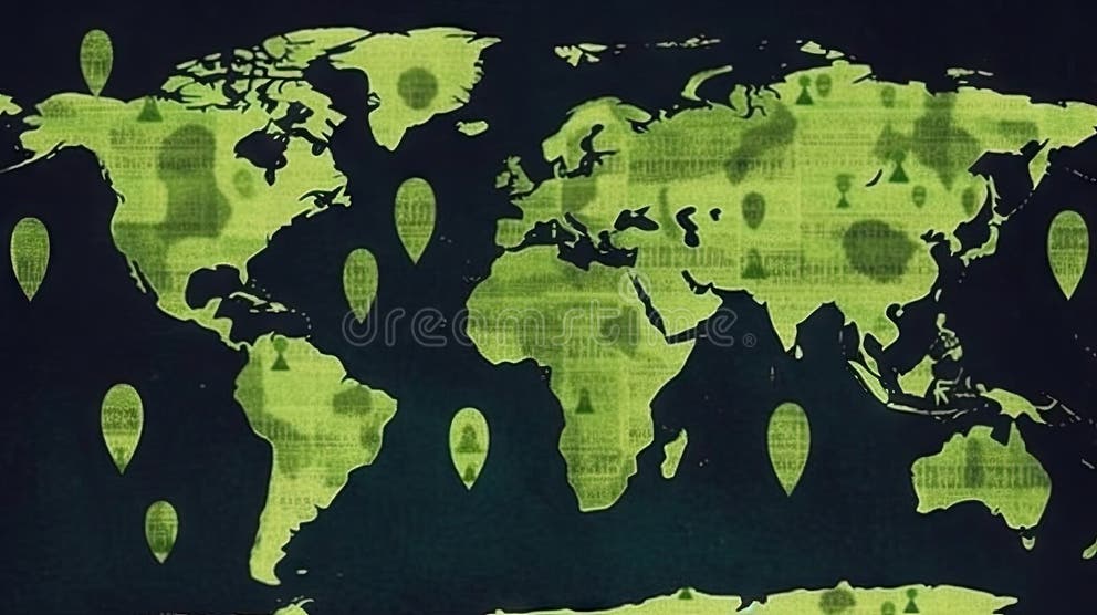 World Map Aliens Background. Generative AI Stock Illustration ...