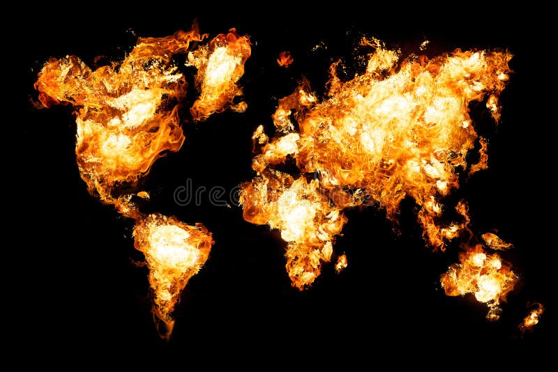 World map and all things related, World map on fire - dry land