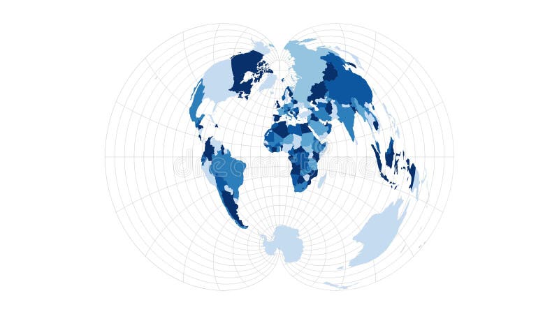 World Map. American Polyconic Projection Stock Illustration ...