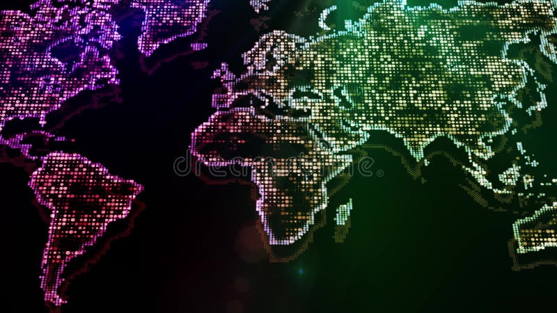 World Map. Animated World Map with Effects and Glowing Particles Stock ...