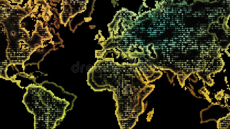 World Map. Animated World Map with Effects and Glowing Particles Stock ...