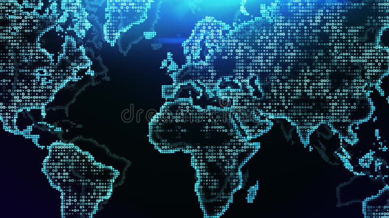 World Map. Animated World Map with Effects and Glowing Particles Stock ...