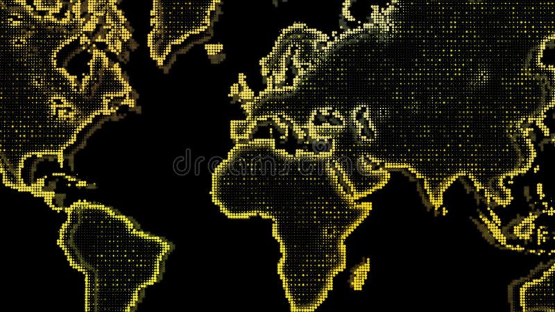 World Map. Animated World Map with Effects and Glowing Particles Stock ...