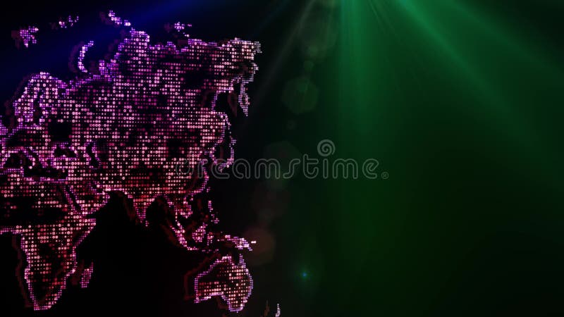 World Map. Animated World Map with Effects and Glowing Particles Stock ...