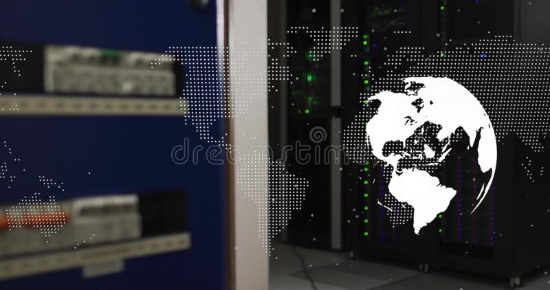World Map Animation Over Server Racks in Data Center Stock Video ...