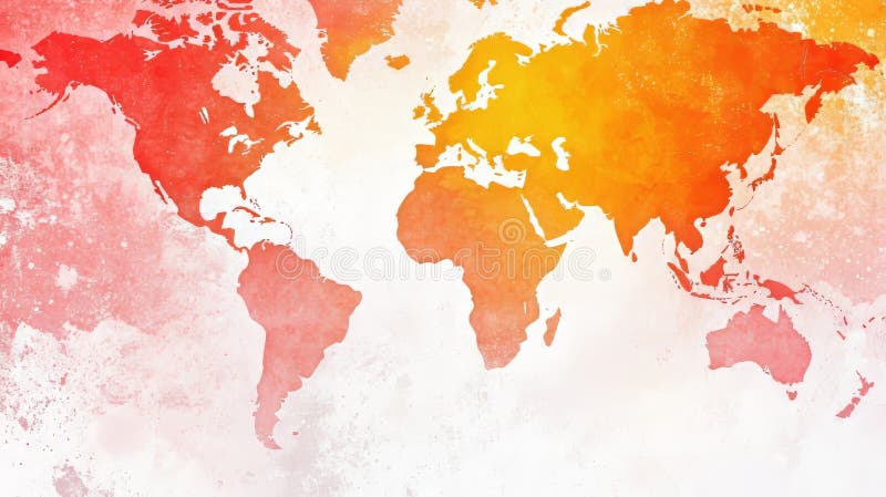 The World Map Appears in Abstract Form, Utilizing Shades of Red, Orange ...