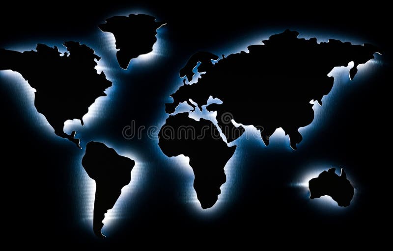 World Map with Back Led Lights Stock Illustration - Illustration of ...