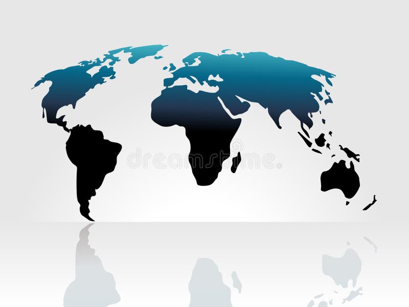 Global Map - Blue on White Background Stock Illustration - Illustration ...