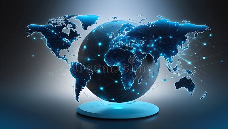 World Map Background, Globalization, Global Network Connection ...