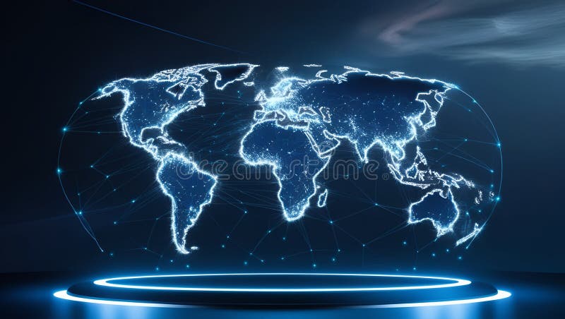 World Map Background, Globalization, Global Network Connection ...