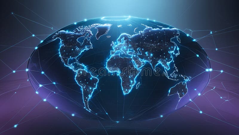 World Map Background, Globalization, Global Network Connection ...