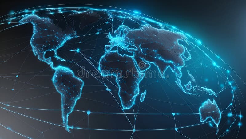 World Map Background, Globalization, Global Network Connection ...
