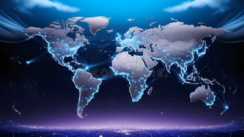 World Map Background, Globalization, Global Network Connection ...