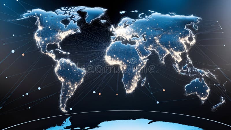 World Map Background, Globalization, Global Network Connection ...
