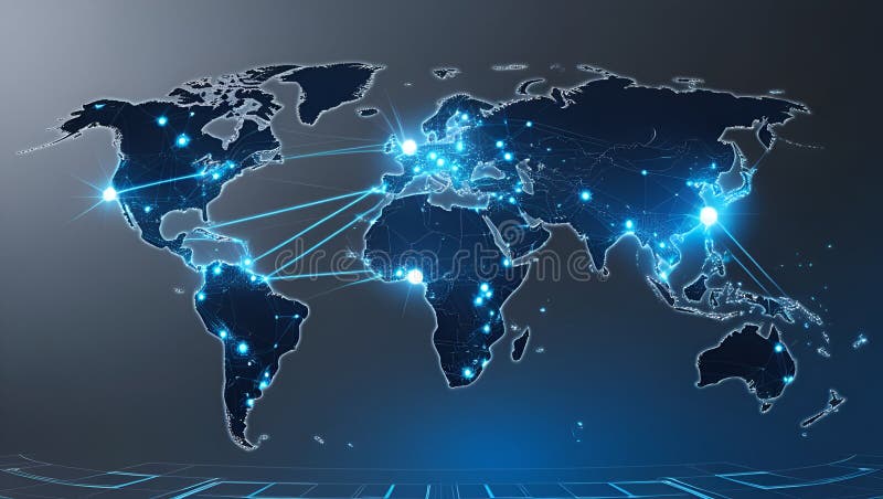 World Map Background, Globalization, Global Network Connection ...
