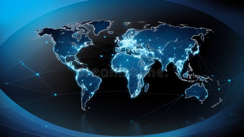 World Map Background, Globalization, Global Network Connection ...