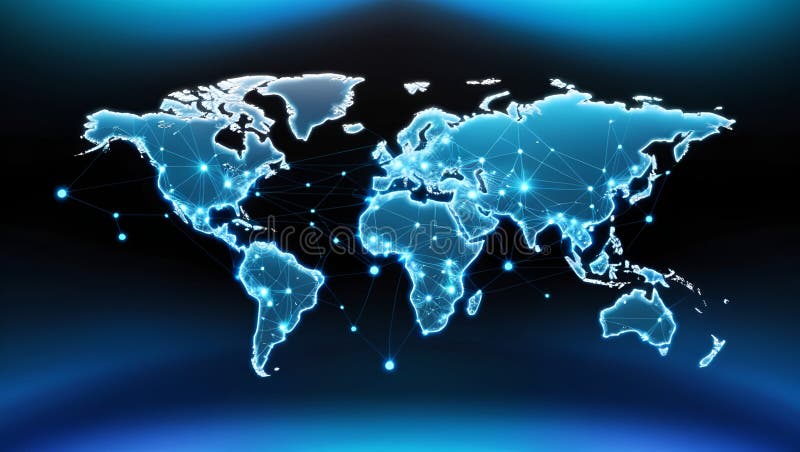 World Map Background, Globalization, Global Network Connection ...