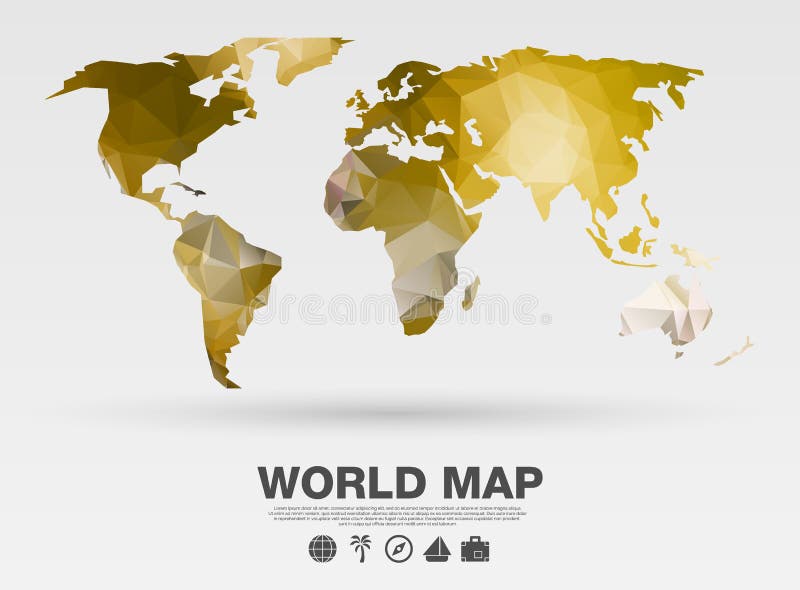 World Map Background in Polygonal Style. Vector Background. Gold Color ...
